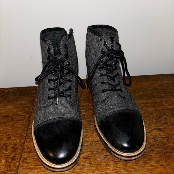 Crevo | Shoes | Mens Crevo Black And Gray Laceup Oxford Boots | Poshmark